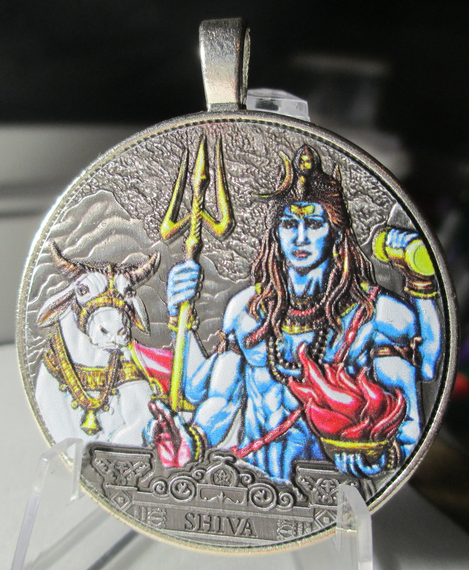 Shiva, the Protector of the Universe High Relief Colorized COIN/PENDANT ...