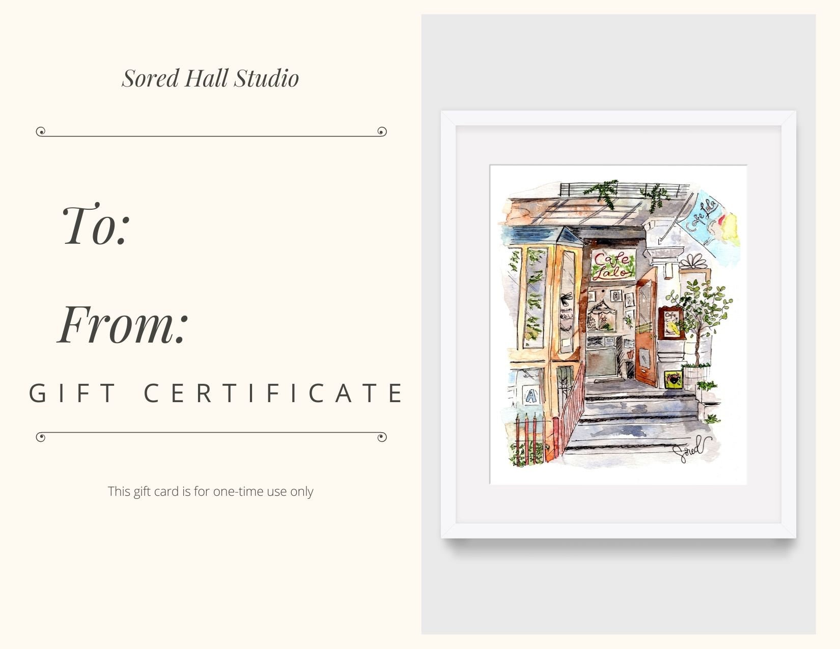 Gift Certificate, Art Print, Watercolor Painting, Custom Gift, NYC ...