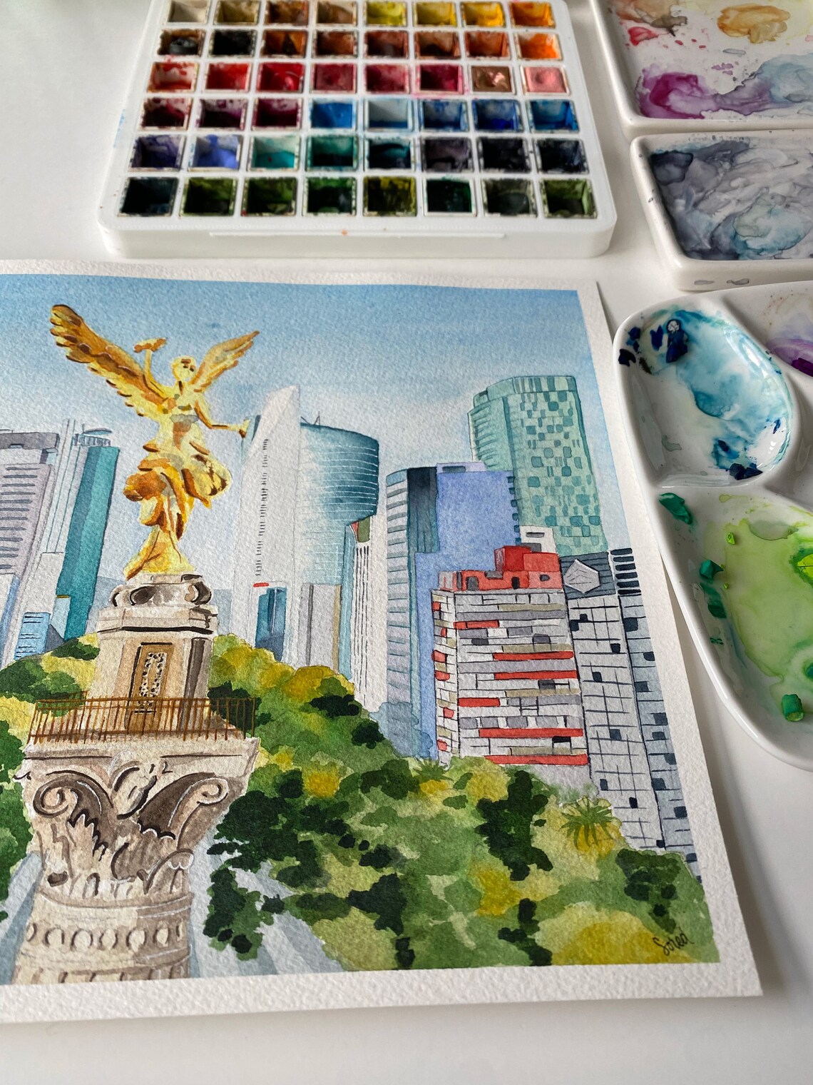 Angel of Independence Art Print Illustration Angel of - Etsy