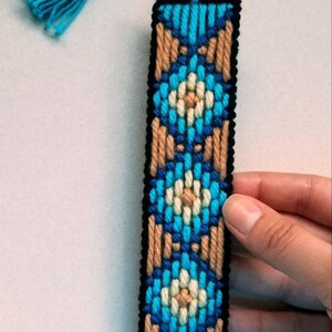 Geometric design bookmark with tassel: bargello bookmark | Etsy