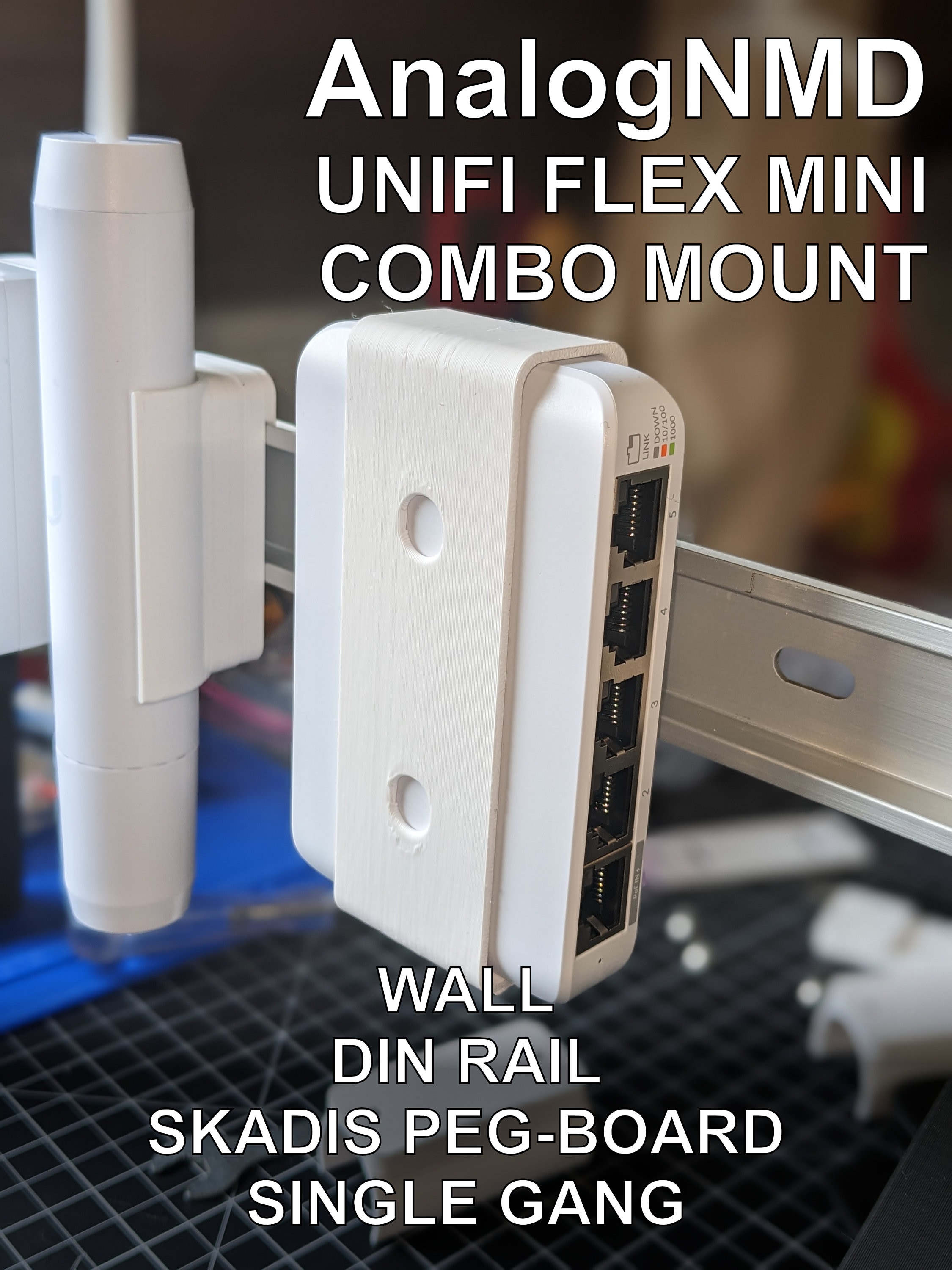 Combo Mount for Unifi Switch Flex Mini Usw-flex-mini Wall Din Skadis ...