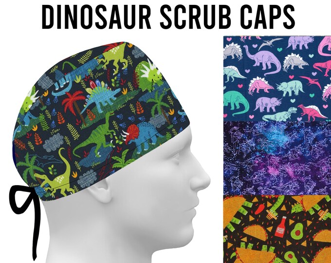 Dinosaur Scrub Cap +/- Buttons - Etsy