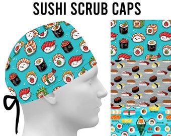 Sushi Surgical Scrub Cap. maki Miso Happy. Buttons and Satin - Etsy