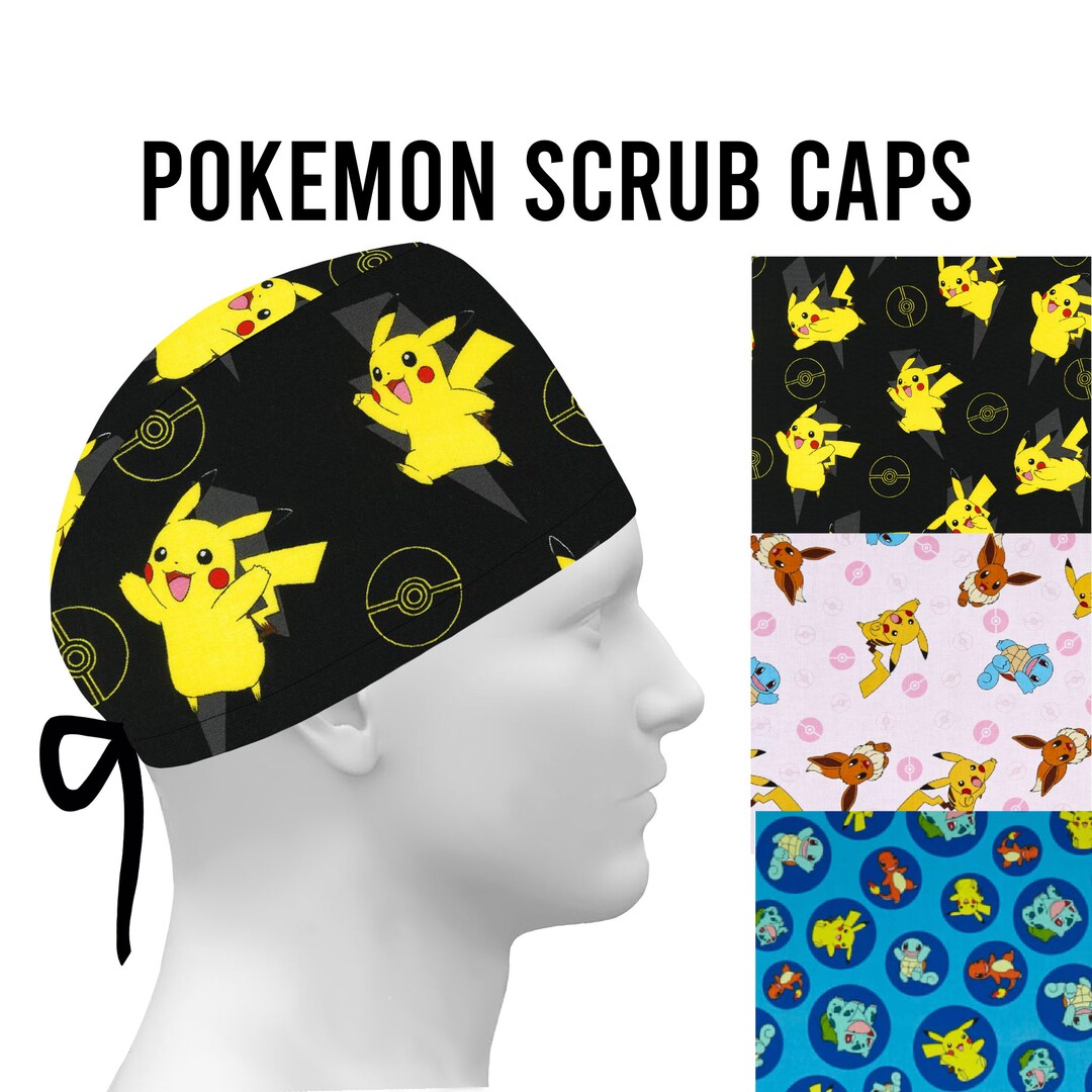 Pokemon Pikachu Scrub Cap Surgical Hat / Buttons - Etsy