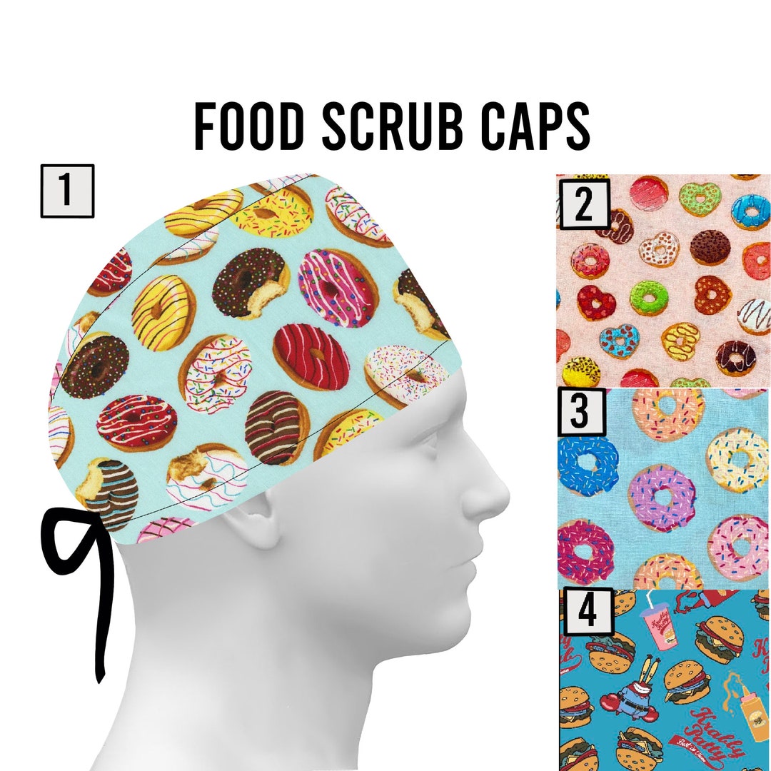 Food Scrub Cap / Buttons: Sushi Donuts Watermelon - Etsy