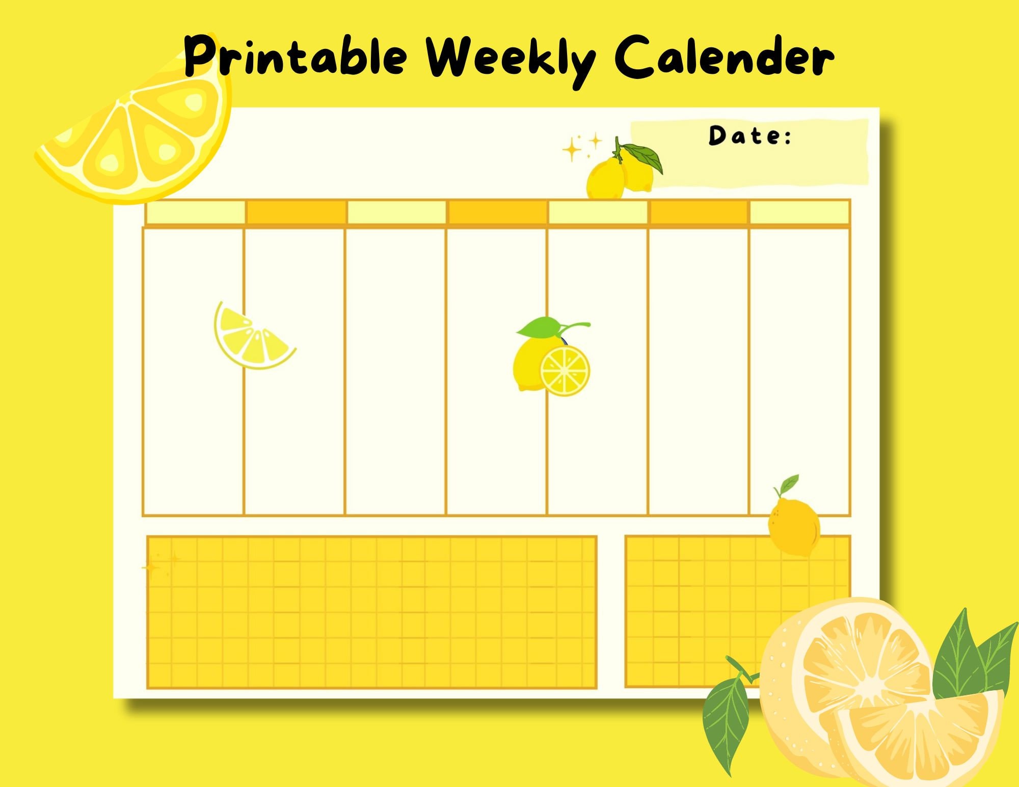 Lemon Weekly Calendar Printable, Monthly Planner, Printable Calendar ...