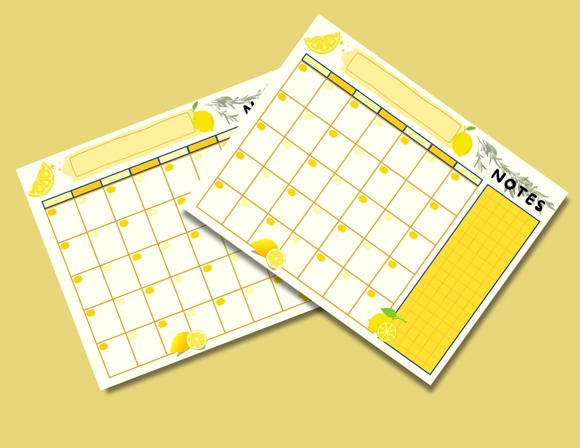 Lemon Calendar Printable, Monthly Planner, Printable Calendar ...