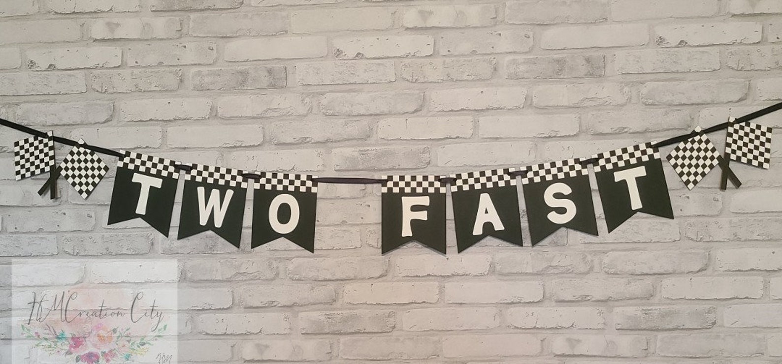 Race Car Two Fast Banner two fast race car party 2 fast | Etsy