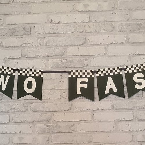 Two Fast Birthday Banner Personalized Race Car Party Theme - Etsy