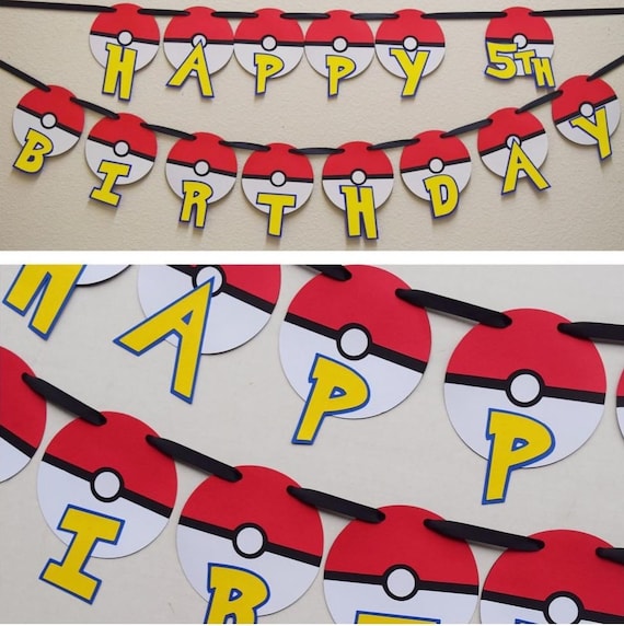 Pokemon Inspired Birthday Banner Pikachu Banner Birthday | Etsy