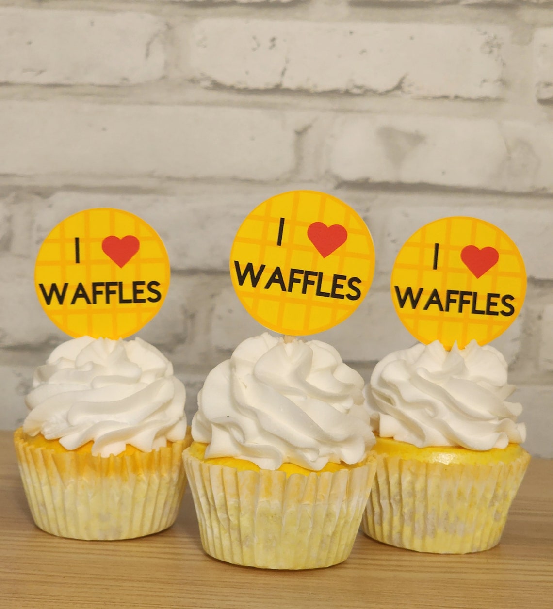 Waffles Cupcake Toppers, Waffle Party Decor, Breakfast Cupcake Toppers ...