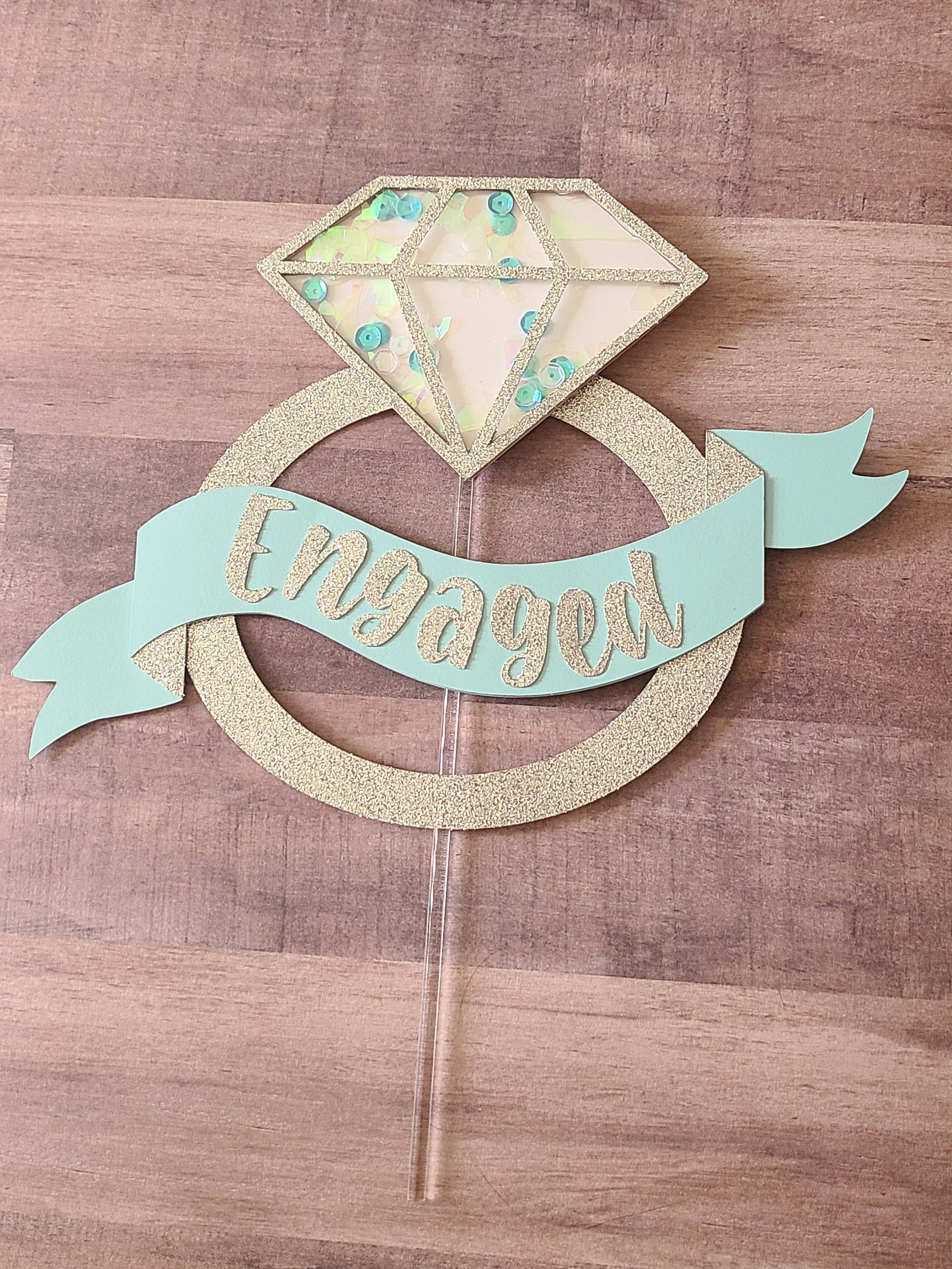 Engaged Shaker Cake Topper | Etsy