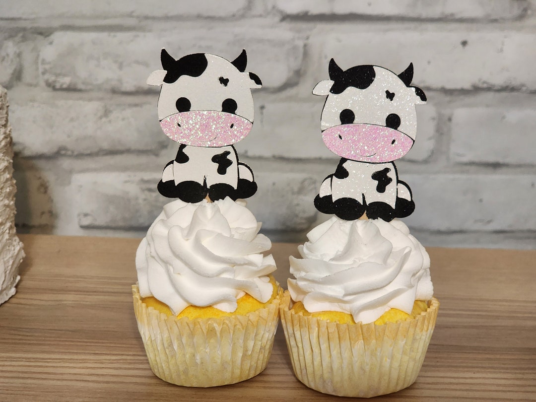 Cow Print Cupcake Toppers, Cow Birthday Cupcake Toppers, Cow First ...