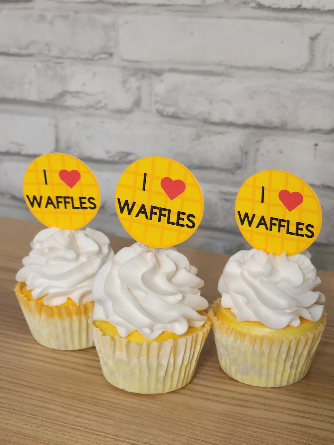 Waffles Cupcake Toppers, Waffle Party Decor, Breakfast Cupcake Toppers ...