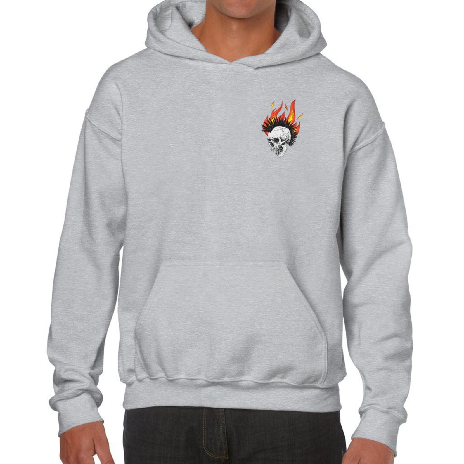 Burning Skull Hooide, Edgy Sweater, Badass Skull, Burning Mohawk ...