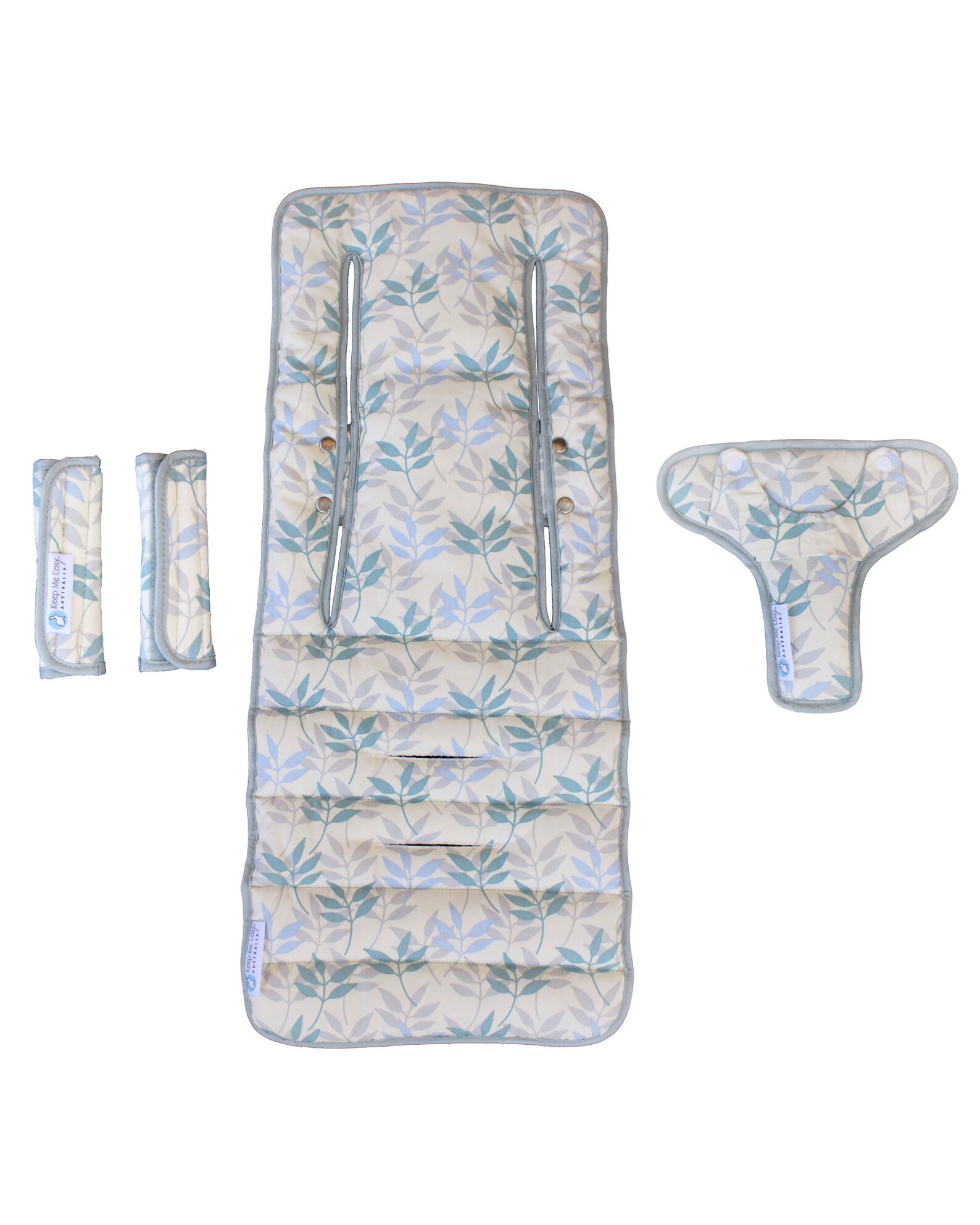 Pram Liner Set + Harness & Buckle Cosy (pastel Leaf Design), Universal ...