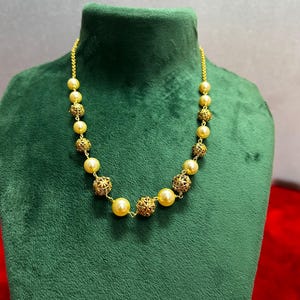 Panchaloha Made Gold Polished Grand Pearl Gundu Mala - Etsy