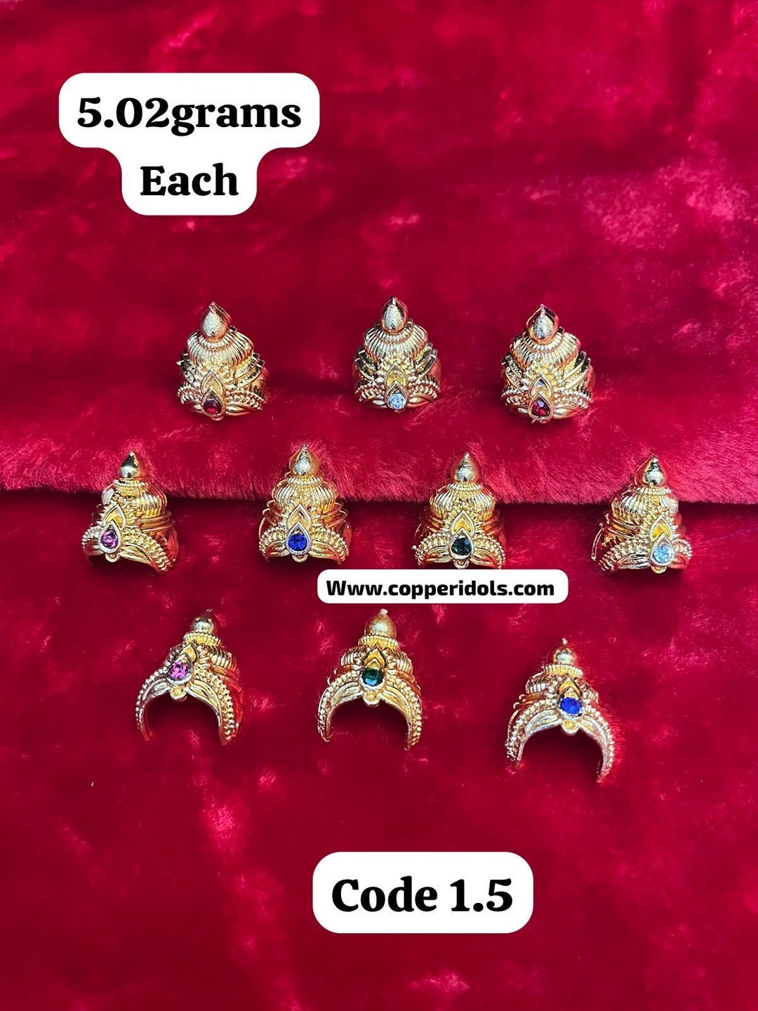 Panchaloha Made Kiritam Crown With Stone Work for Ornamenting Idols ( 4 ...