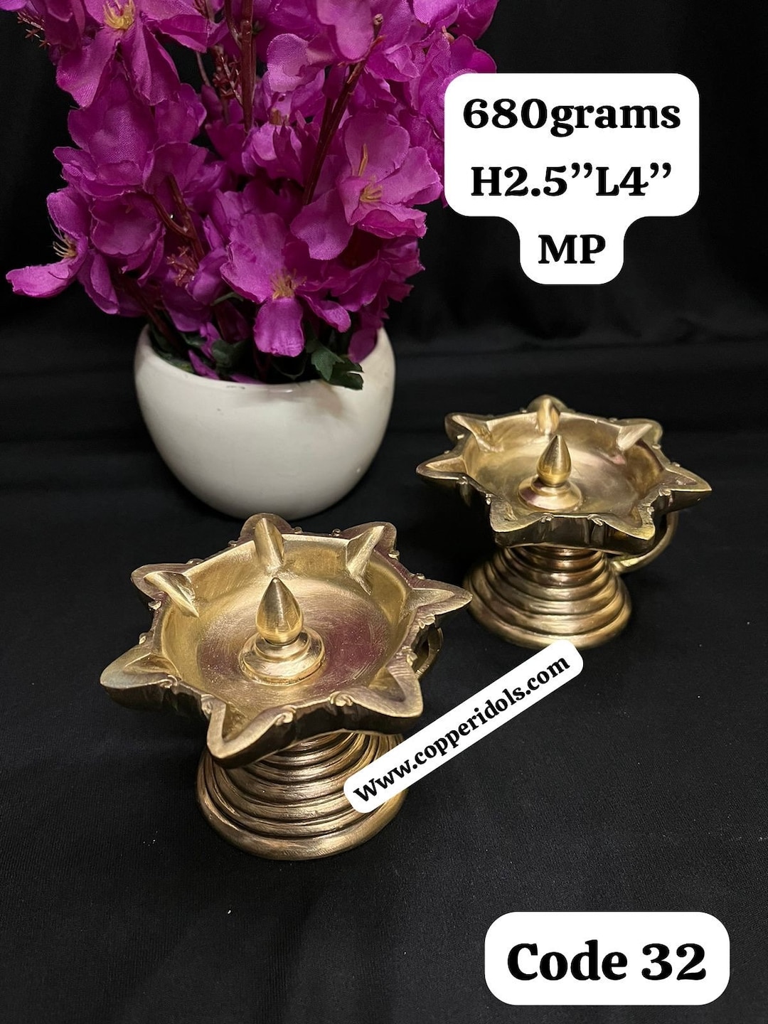 Panchaloha Made Aarti Lamp Sapta Deepa Oil Lamp With Handle ( Set of 2 ...