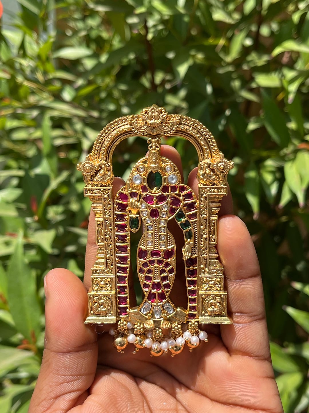 Panchaloha Made Gold Plated Padakam of Madurai Meenakshi Pendant. 0008 ...