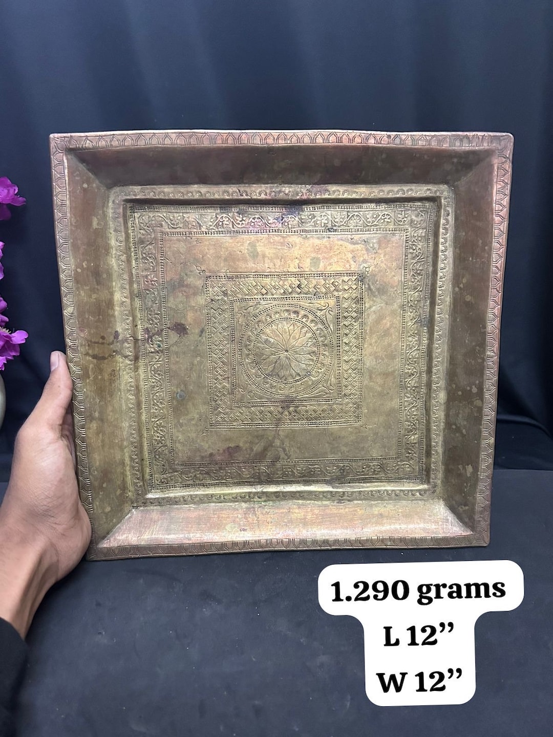 Vintage Bronze Cast Pooja Tray - Etsy