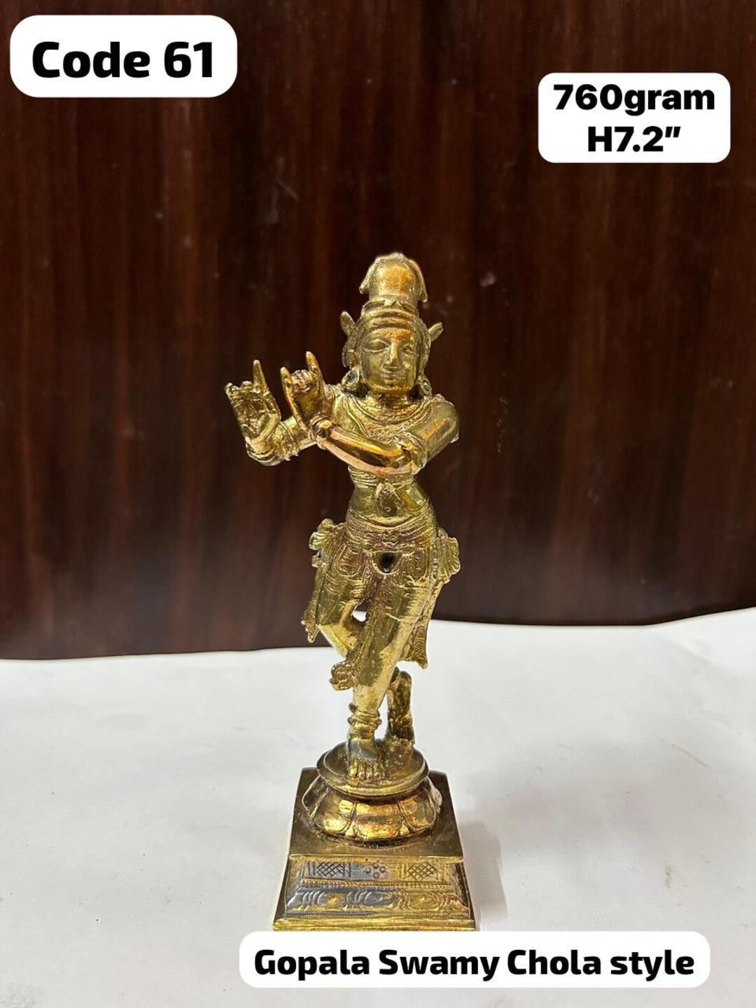 Prasiddh Copper Idols Presents Panchaloha Idol of Chola Style Krishna ...