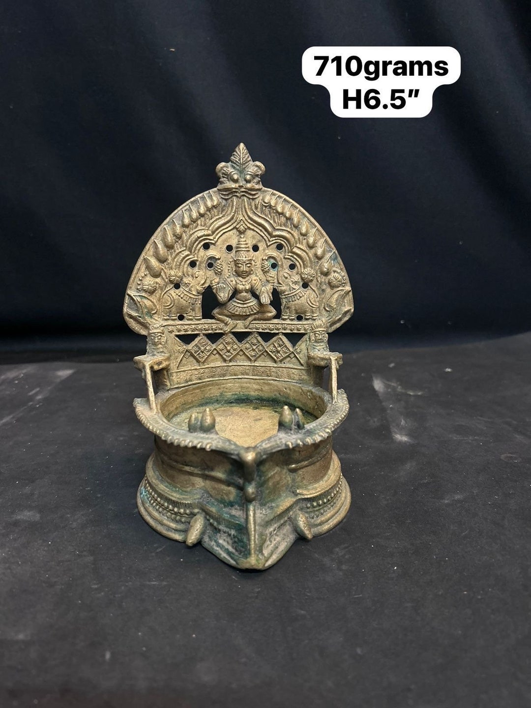 Vintage Bronze Cast Gajalakshmi Oil Lamp Deepa - Etsy
