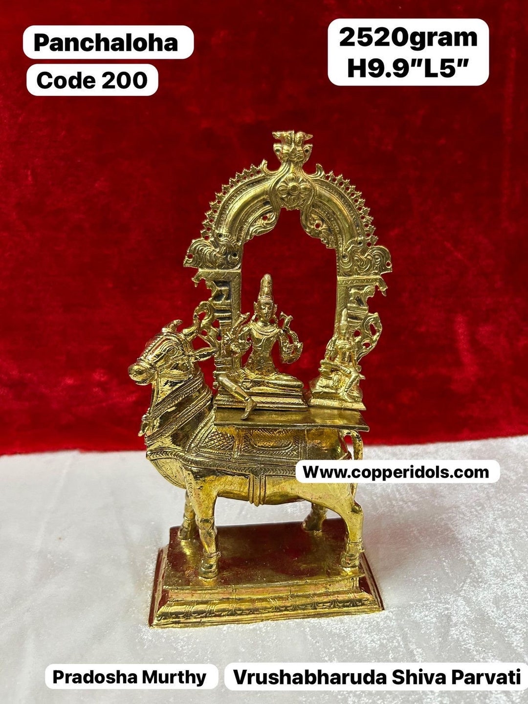 Panchaloha Shiva Parvathi/pradosha Murthy/vrushabhavahana Shiva ...