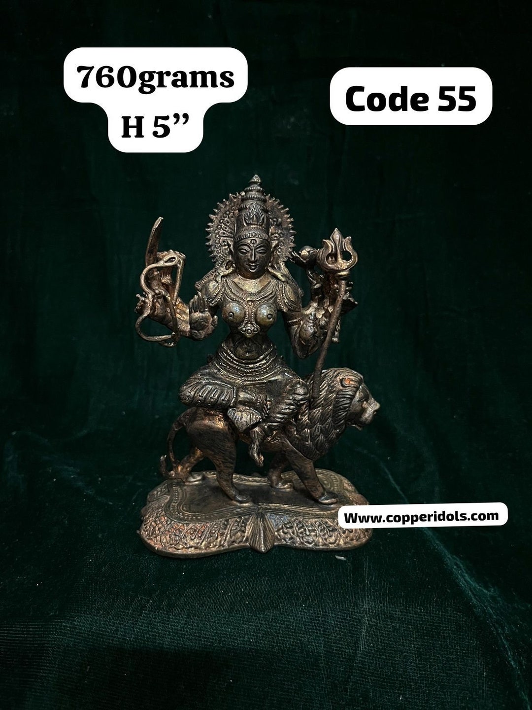 Prasiddh Copper Idols Presents Copper Antique Polished Idol of Durga ...