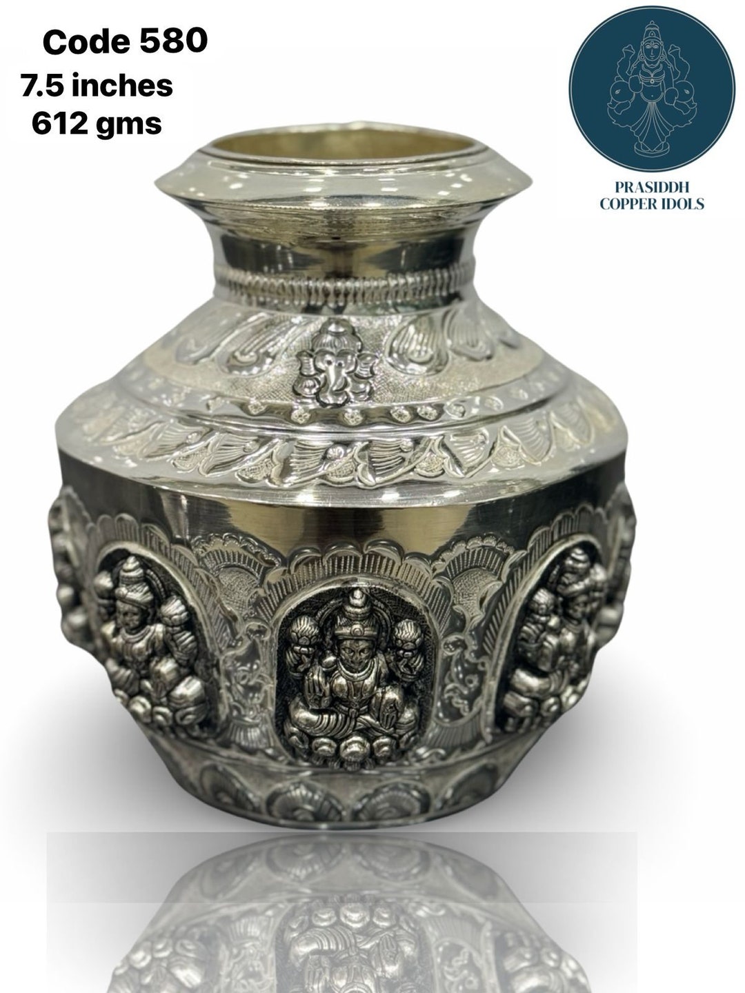 Silver Made Ashtalaskshmi Chombu With Nakshi Work for Ritual - Etsy