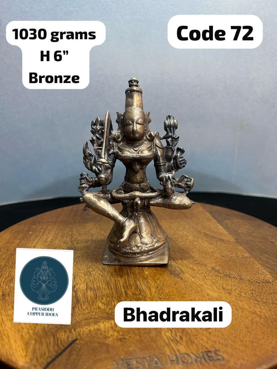 Bhadrakali -bronze Cast Idol of Kali Devi - Etsy