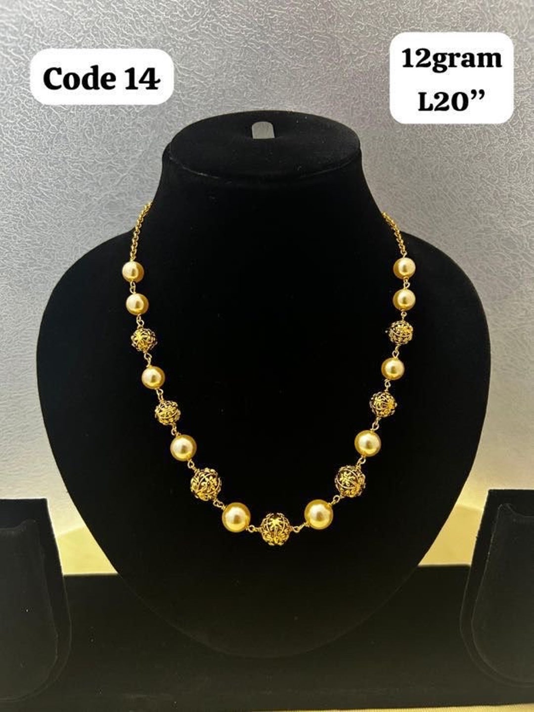 Panchaloha Made Gold Polished Grand Pearl Gundu Mala - Etsy