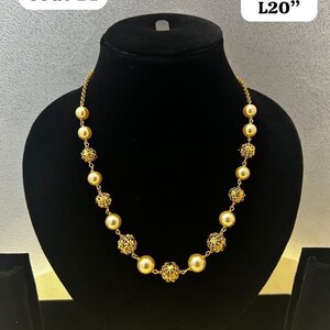 Panchaloha Made Gold Polished Grand Pearl Gundu Mala - Etsy