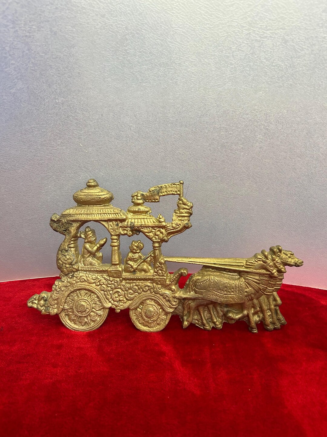Vintage Bronze Cast Krishna Arjuna Rath Chariot - Etsy