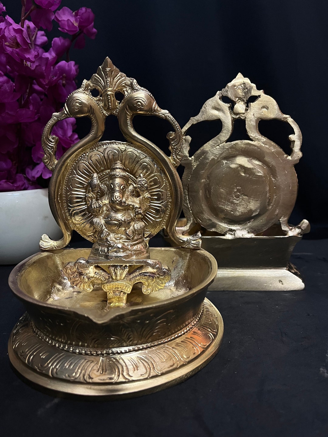 Panchaloha Made Hamsa Ganesha Deepa Oil. Lamps Set of 1 - Etsy