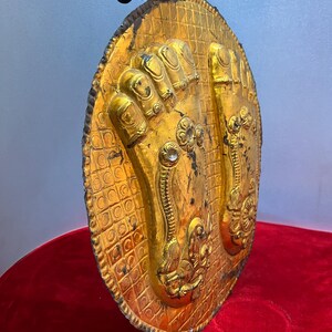 Vintage Copper Embossed Vishnu Paada With Gold Plating , Charanaravind ...