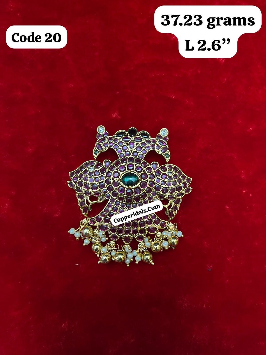 Panchaloha Made Gold Plated Kundan Gen Stone Studded Gandaberunda ...