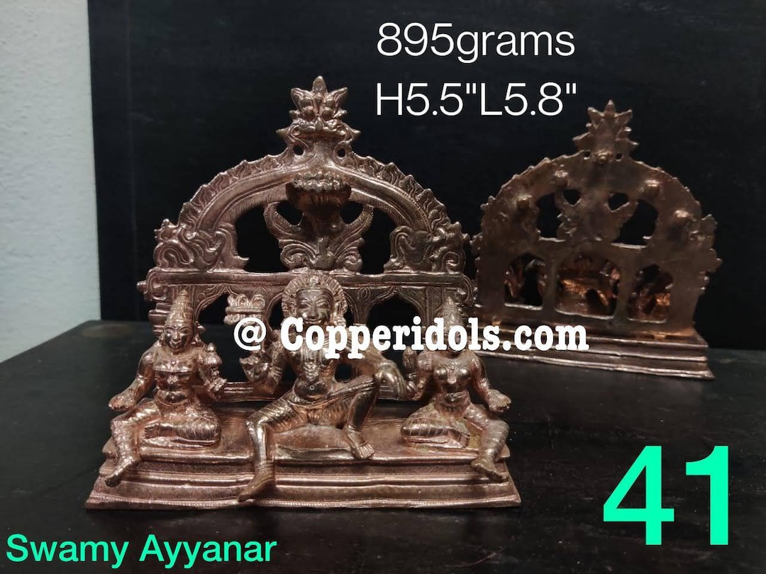 Pure Copper Idol of Swamy Ayyanar With Poornambika Pushkala Devis by ...