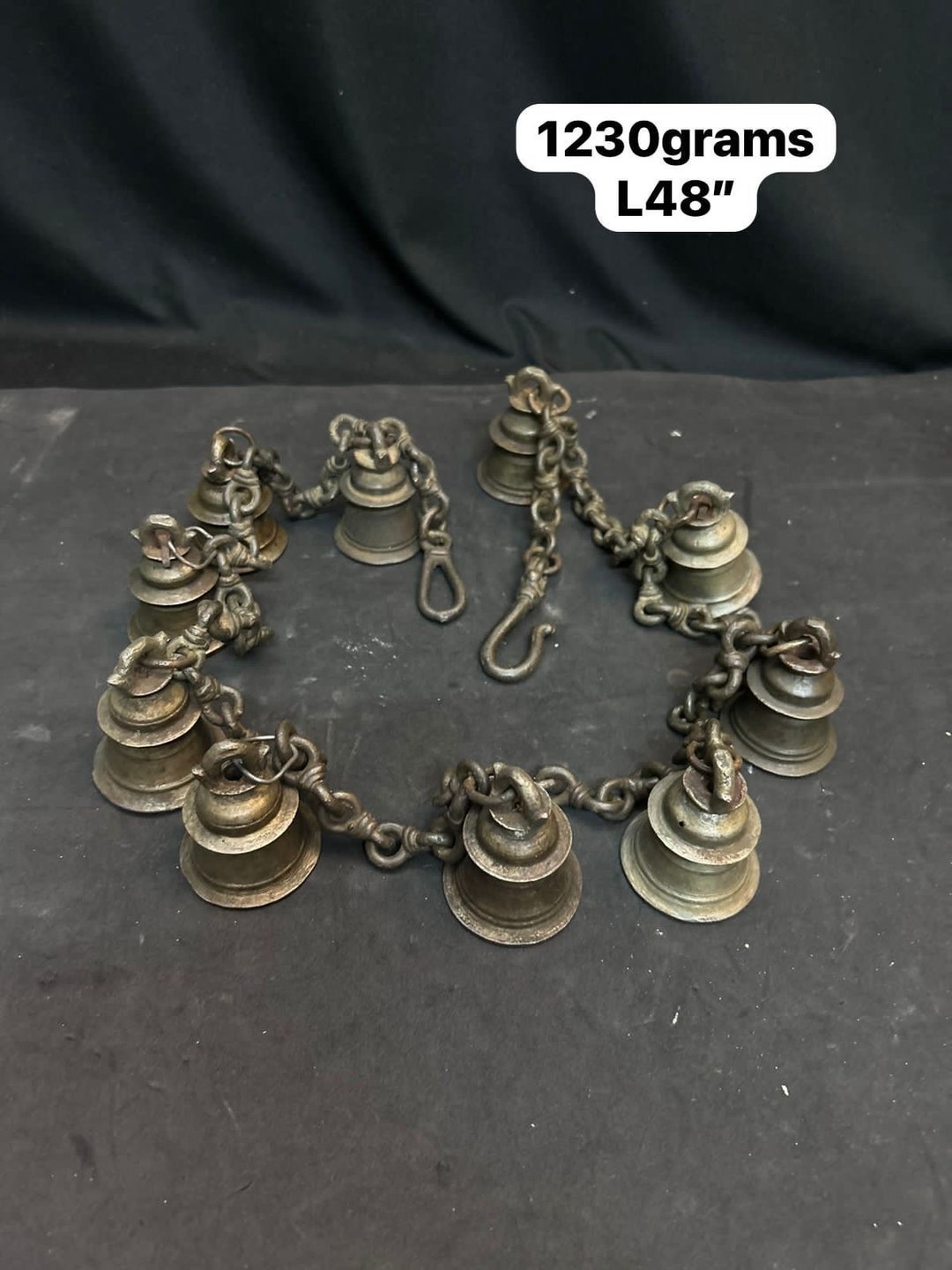 Vintage Bronze Cast Bells Chain for Decoration, Placing in the Door of ...