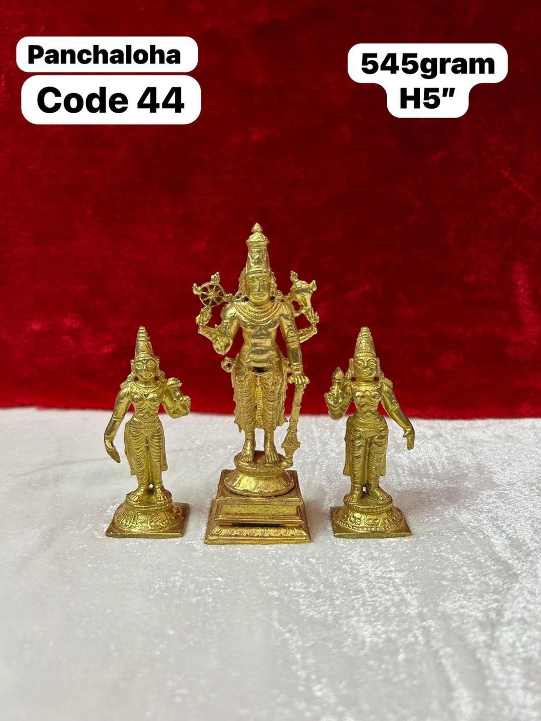 Panchaloha Made Vishnu With Shree Devi and Bhudevi/standing Vishnu With ...