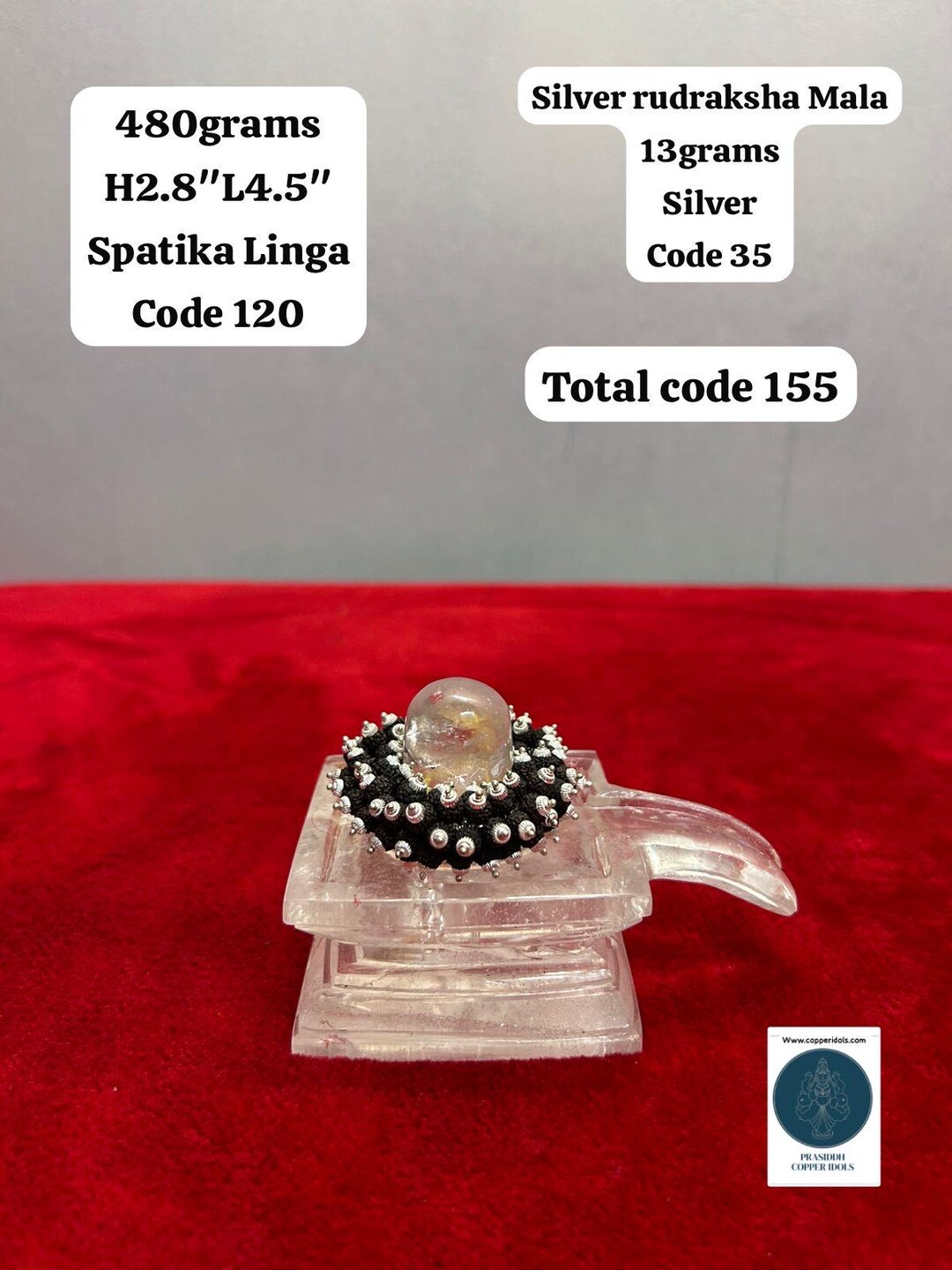 Spatika Clear Crystal Made Shiva Linga With Silver Rudraksha Mala - Etsy