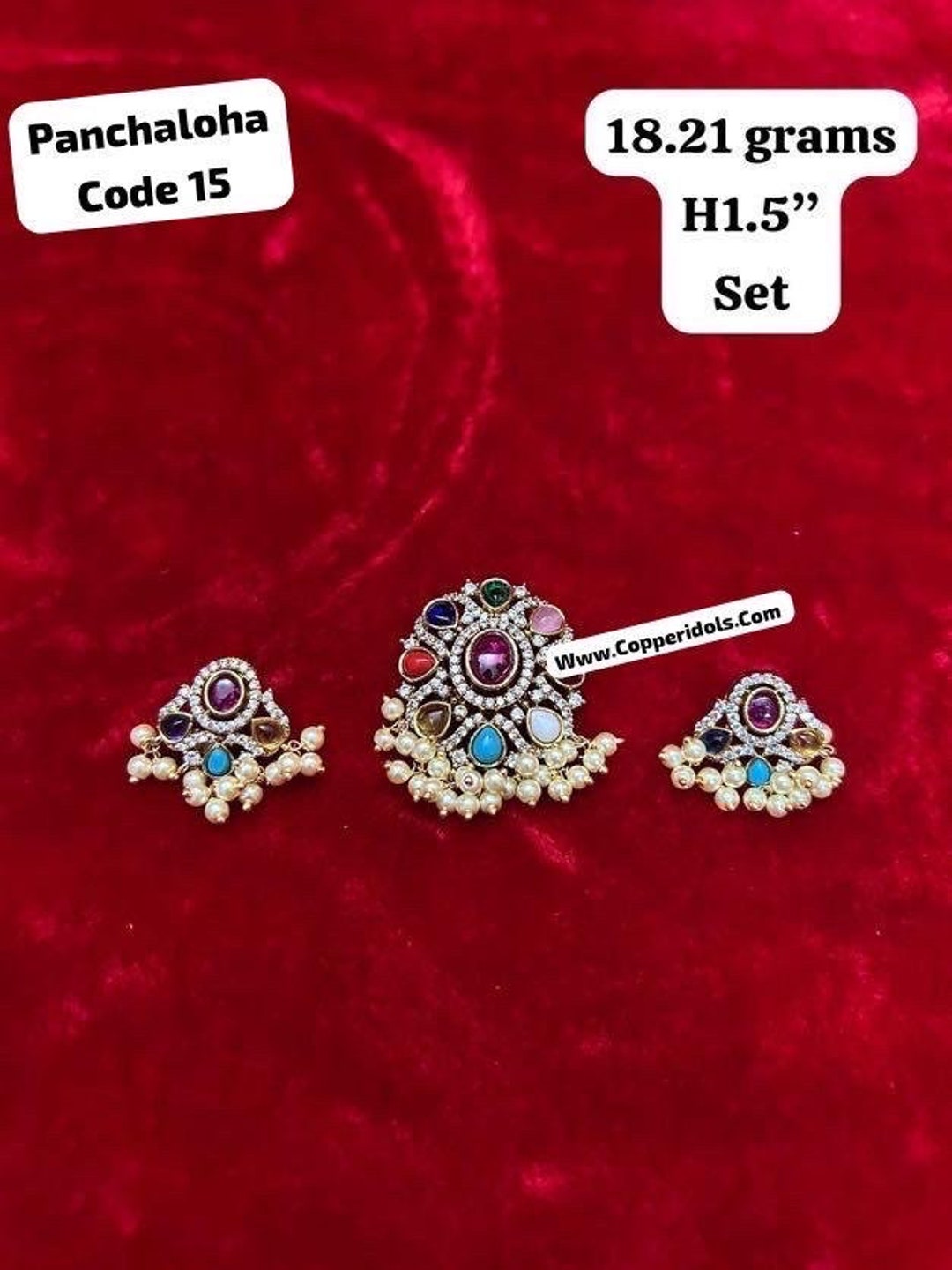 Panchaloha Made Stone Pendent Set for Pooja Decorations - Etsy