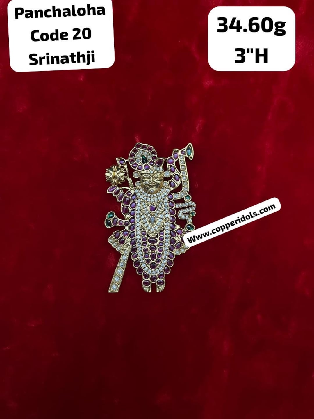 Panchaloha Made Gold Plated Padakam of Srinathji, Dwarkadish , Dwarka ...