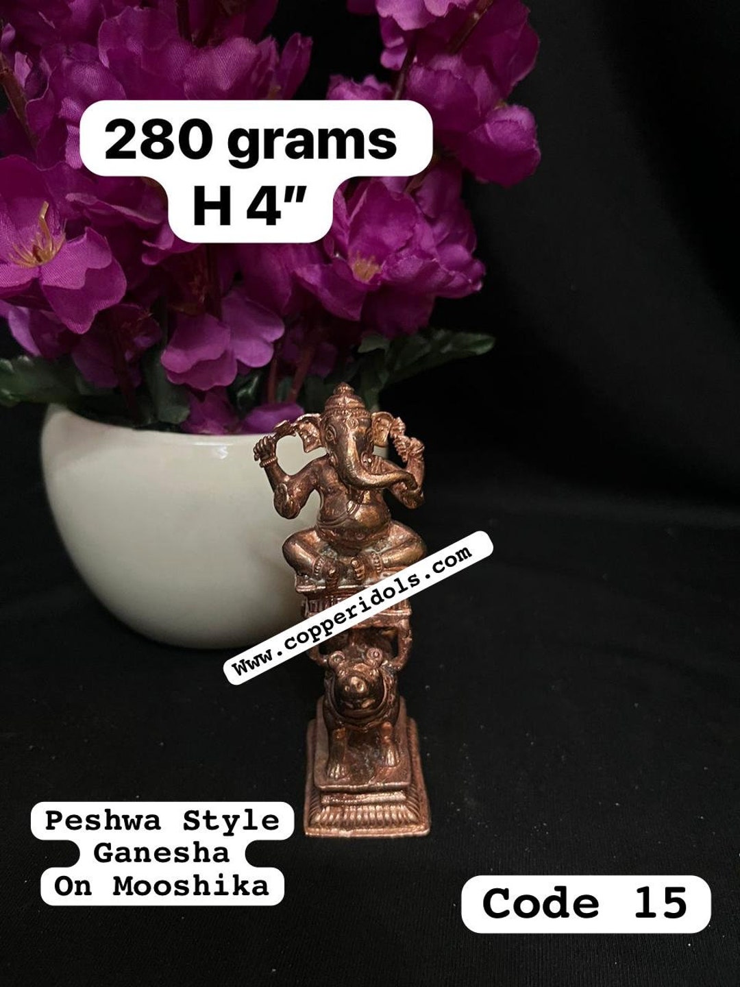 Prasiddh Copper Idols Presents Copper Idol of Ganesha With Mushika ...