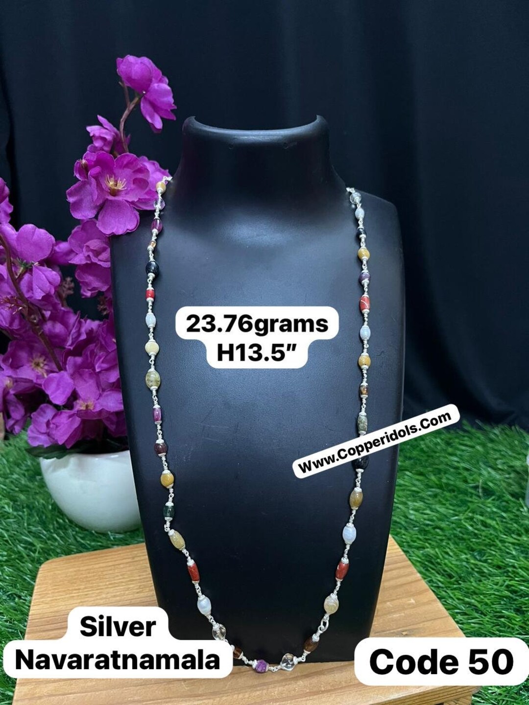 Prasiddh Copper Idol Present Silver Capped Navaratna Mala / Navaratna ...