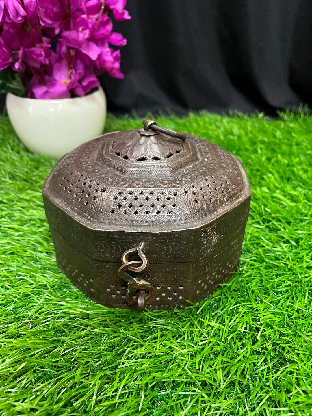 Brass Made Vintage Jali Cut Treasure Box From West India - Etsy