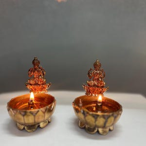 Prasiddh Copper Idols Present Bronze Idol of Lakshmi Lamp Deepa (set of ...