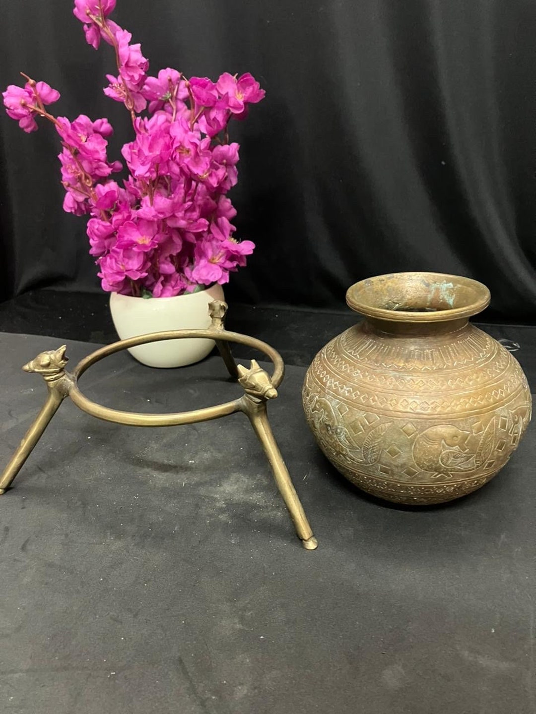 Vintage Bronze Cast Pooja Holy Water Pot With Nandi Tripod - Etsy