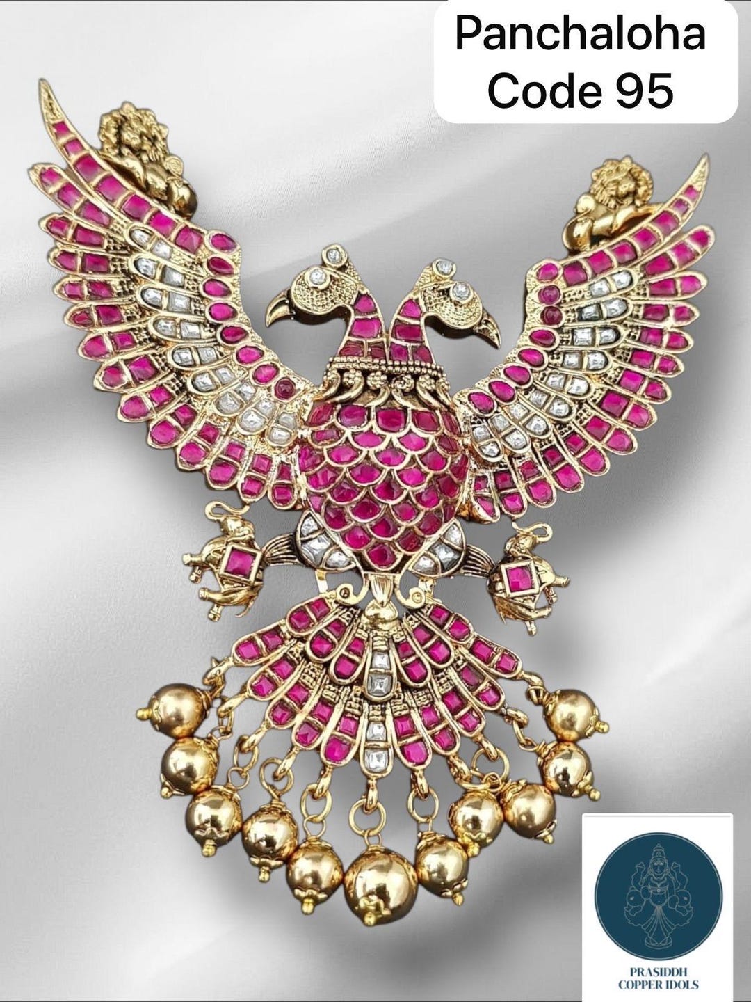 Panchaloha Made Gold Polished Grand Gandaberunda Pendant - Etsy Australia