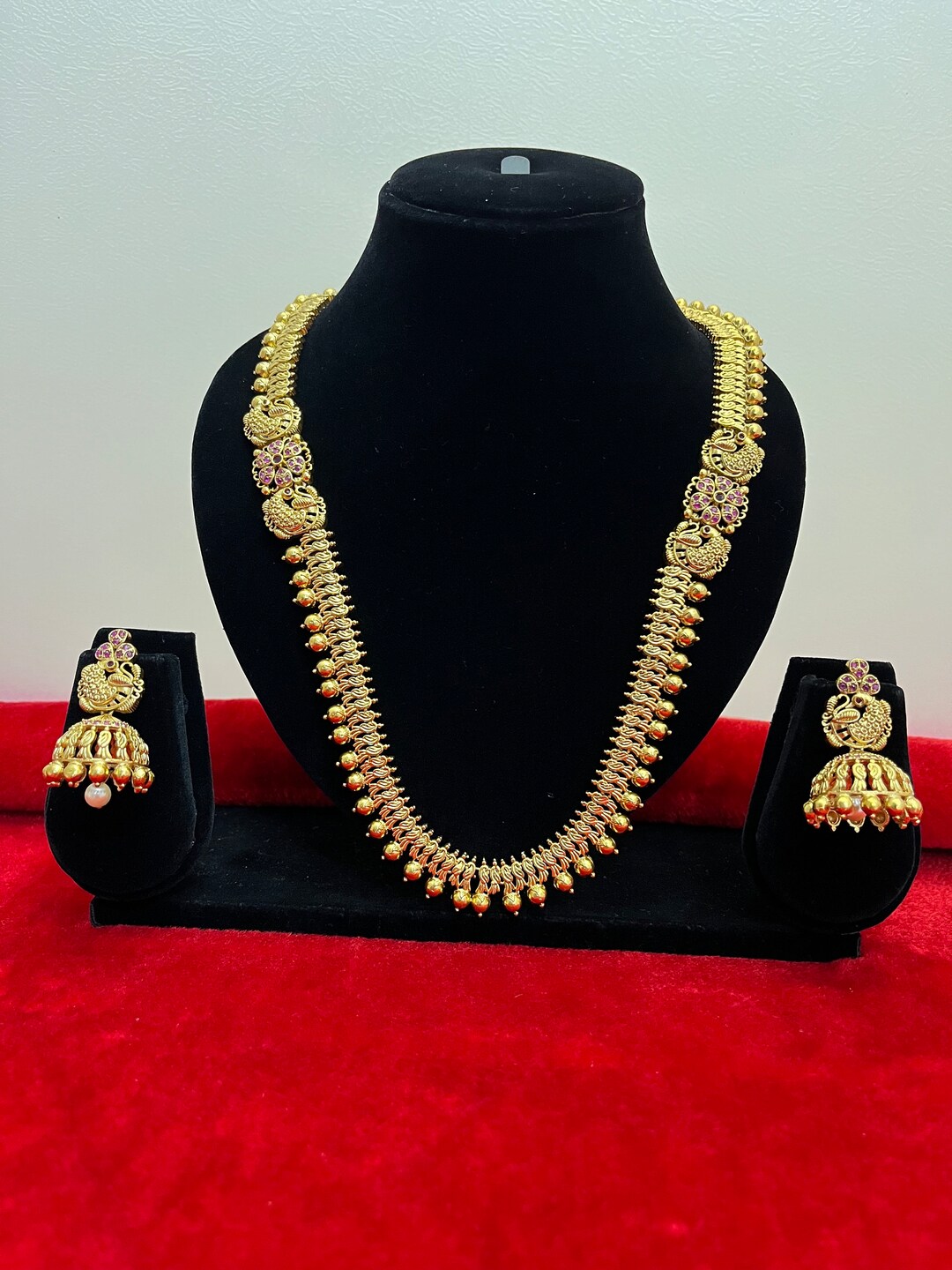 Panchaloha Made Gold Polished Elegant Long Mala Haram With Double Moppu ...